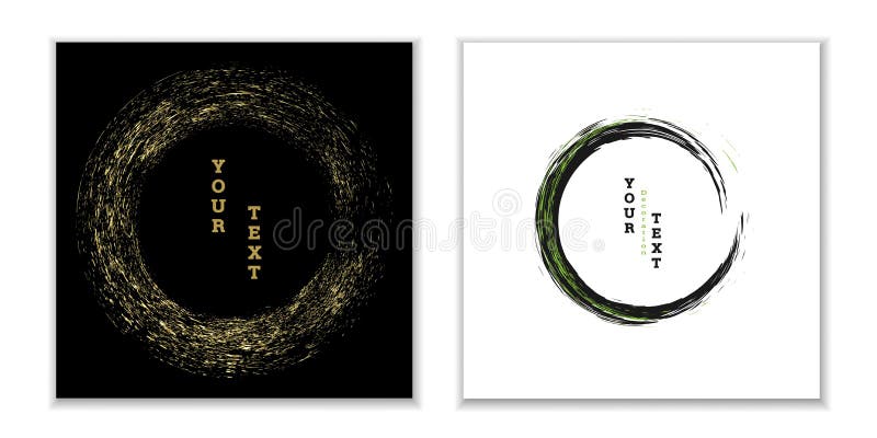 Zen Ink Circle Emblem. Set. Paint Strokes. Multi-colored Strokes ...