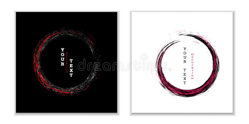 Zen Ink Circle Emblem. Set. Paint Strokes. Multi-colored Strokes ...