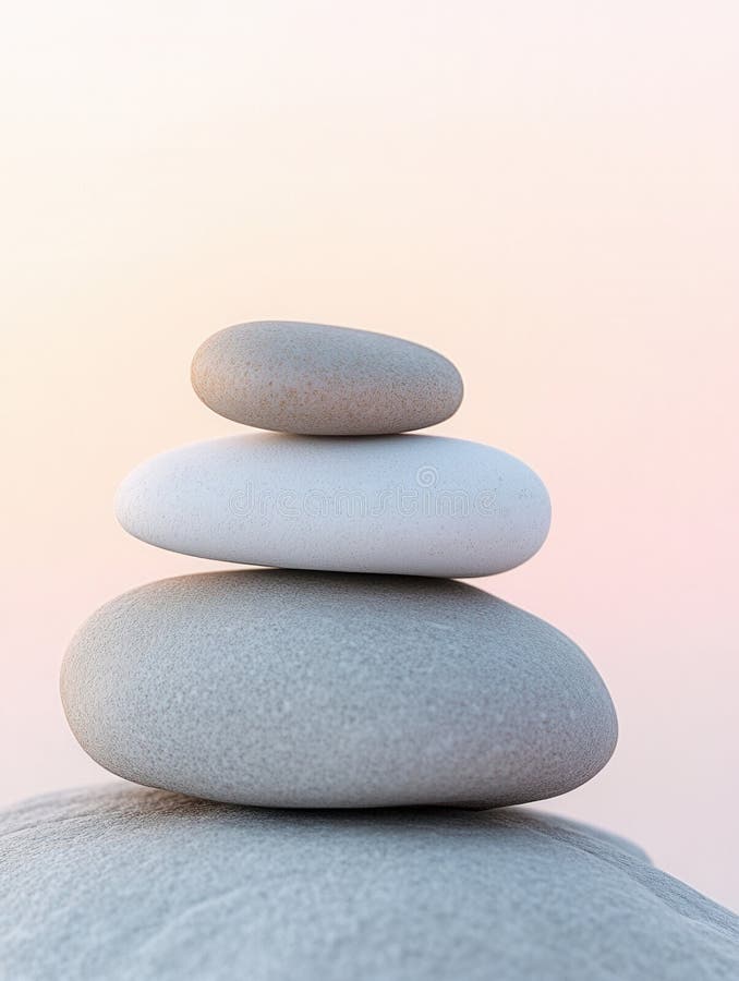 Zen-inspired Composition Featuring Smooth Pebbles Stacked in Harmony Against a Pastel Gradient ...