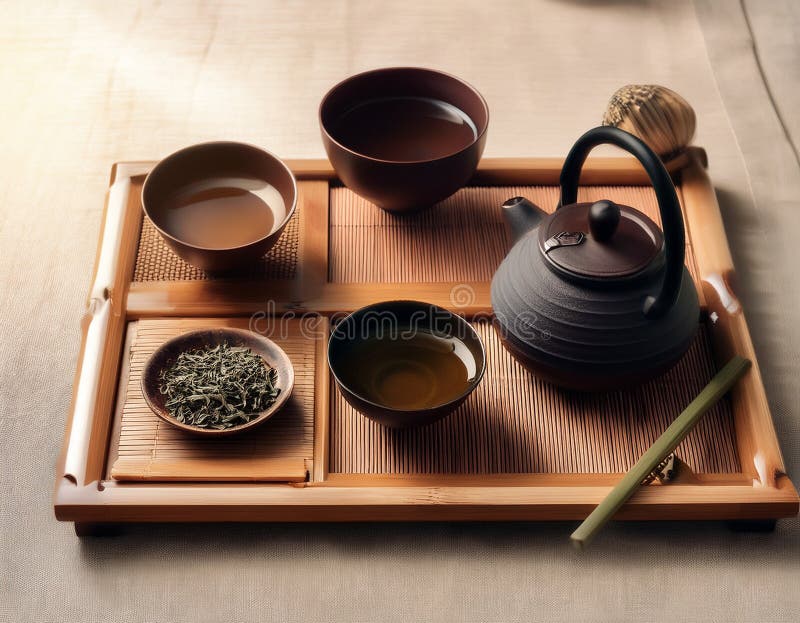A Zen-inspired Japanese Tea Ceremony Setup with a Focus on the ...