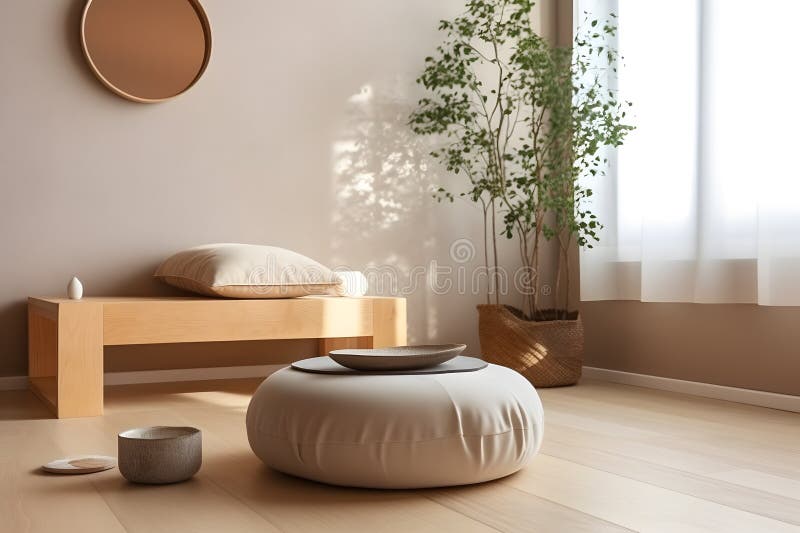 Zen-inspired Meditation Corner with an Empty Wall and a Floor Cushion ...