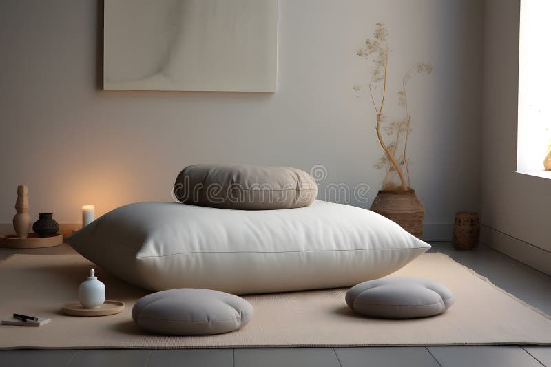 Zen-inspired Meditation Corner with an Empty Wall and a Floor Cushion ...