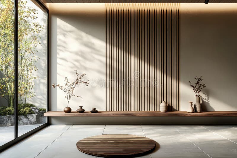 Zen-inspired Minimalist Interior with Natural Light and Wooden Decor ...