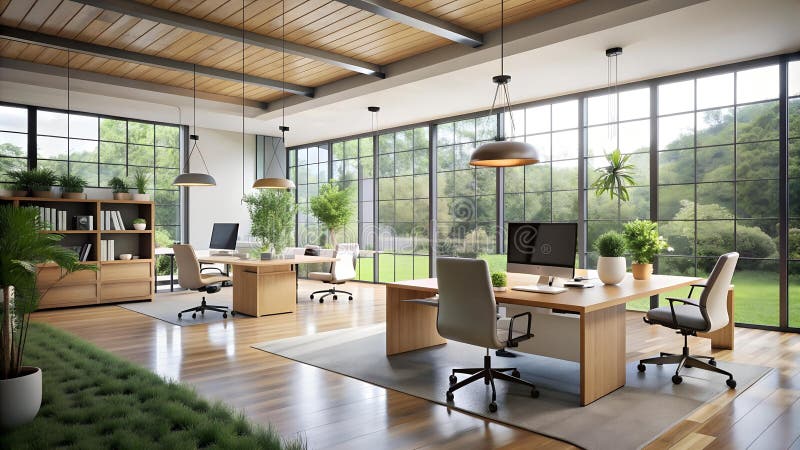 Zen-Inspired Workspace: a Serene Open Floor Plan Office with Generative ...