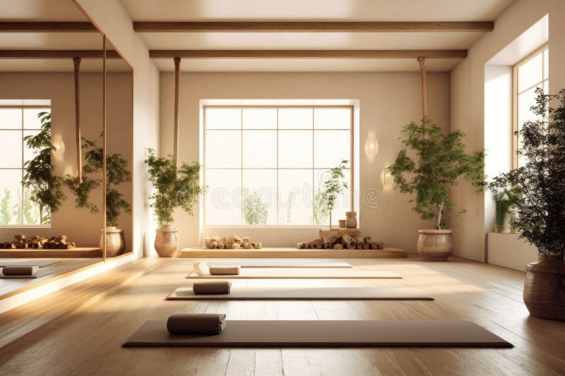 Zen-inspired Yoga Studio with Minimalist Decor and Plants Stock ...