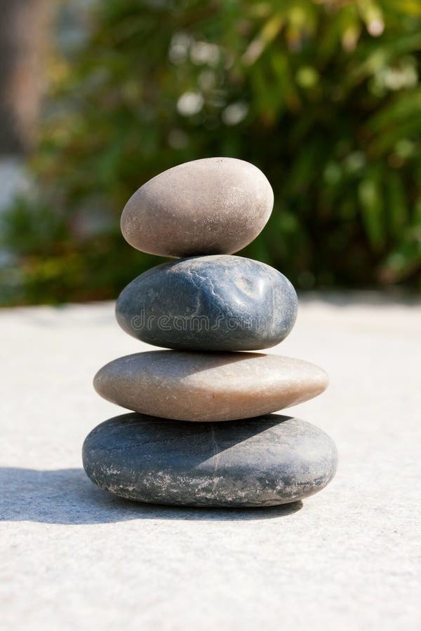 Zen Balanced Stones Stack in Lake Balance Peace Silence Concept Stock ...