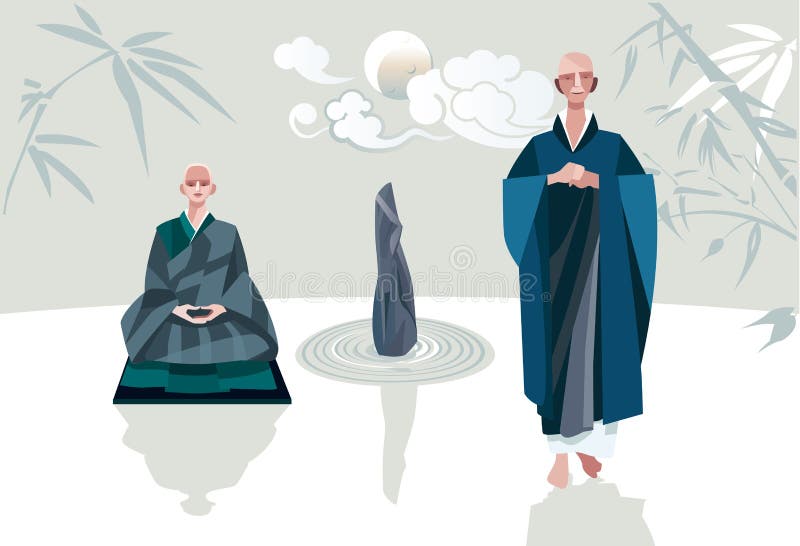 Zen Master and Disciple Vertical Horizontal Stock Vector - Illustration ...