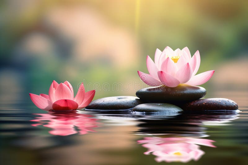 Zen Meditation Harmony. Beautiful Lotus Flower Stock Illustration ...
