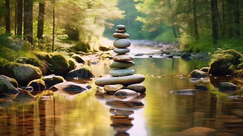 Zen meditation landscape stock illustration. Illustration of ...