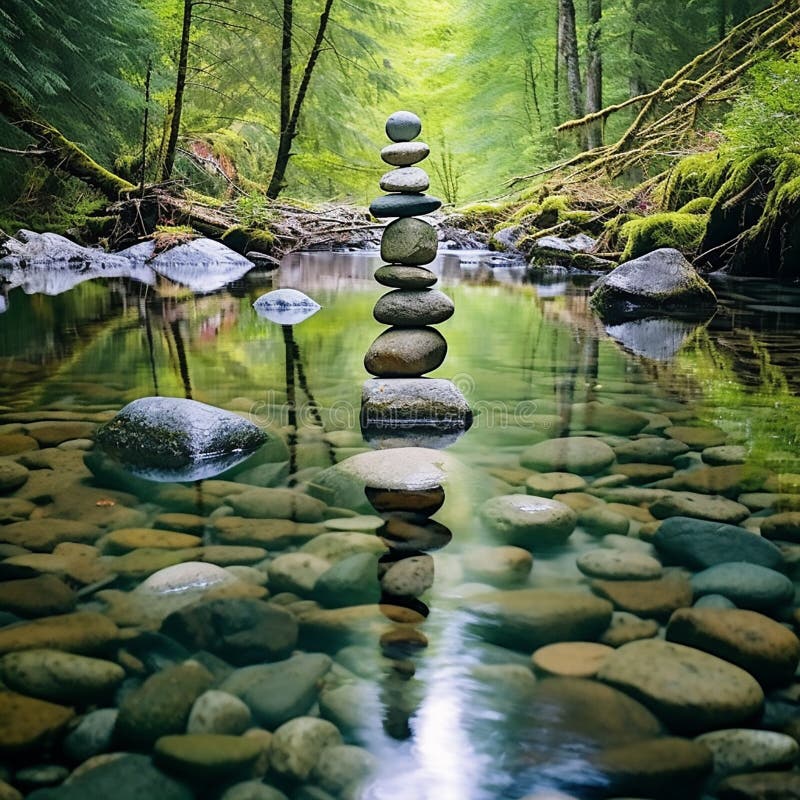 Zen meditation landscape stock illustration. Illustration of reflection ...