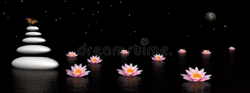 Zen night stock illustration. Illustration of meditation - 20003613