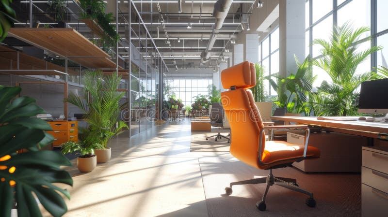 Zen Office with Computer in a Beautiful, Spacious Living Room Interior ...