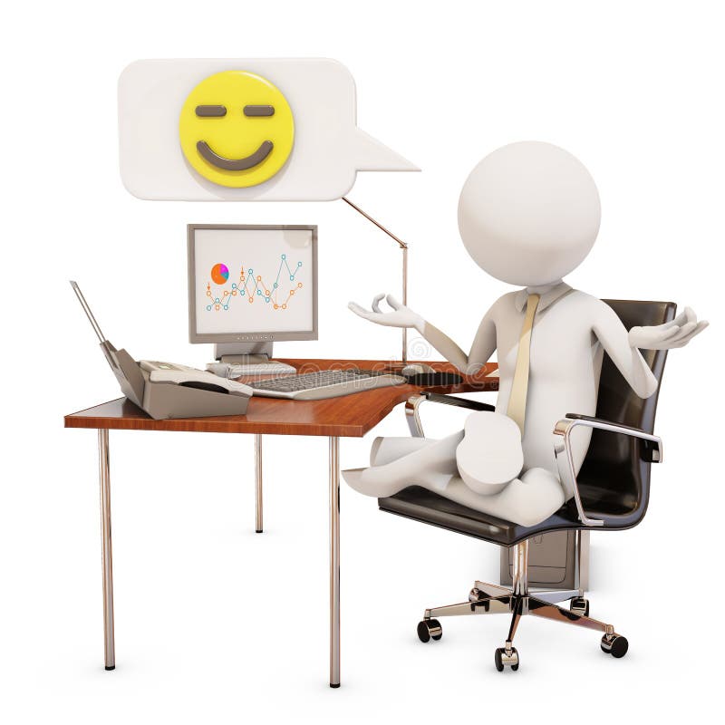 Zen office worker stock illustration. Illustration of smiley - 101635439
