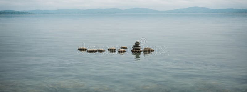 Zen Path of Stones in Widescreen Stock Illustration - Illustration of ...