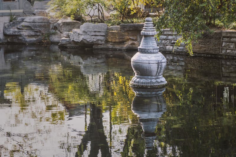 Zen pond scenery stock image. Image of relax, garden - 165901597