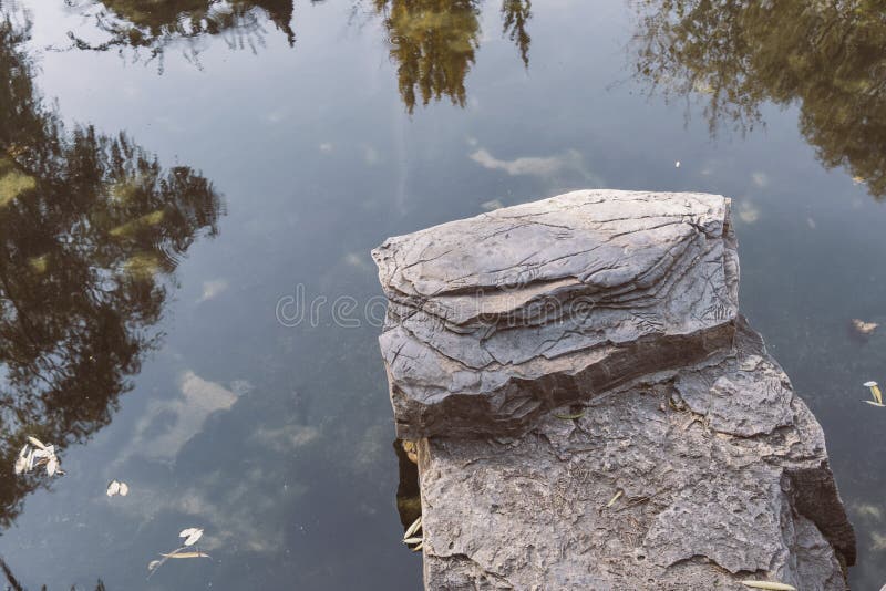 Zen pond stone stock image. Image of pond, nature, shape - 165901591