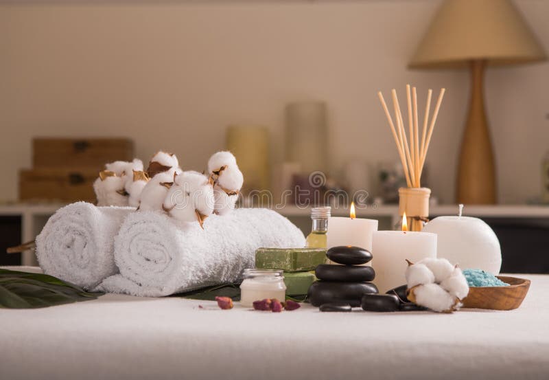 Zen and Relax Concept. Spa Composition with Treatment on Light ...