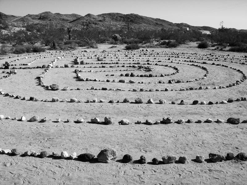 Zen Rock Garden in the Desert B&W Stock Photo - Image of famous ...