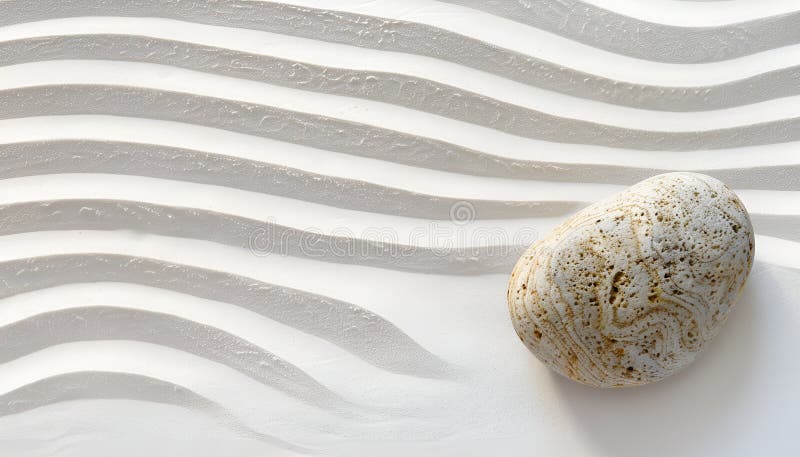 Zen Rock Garden. Wave Pattern on White Sand, Top View Stock Image ...