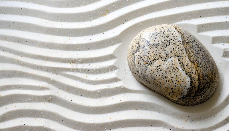 Zen Rock Garden. Wave Pattern on White Sand, Top View Stock Image ...