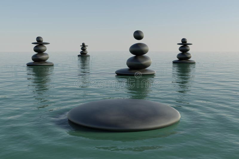 Zen rock pool stock illustration. Illustration of generated - 255500841