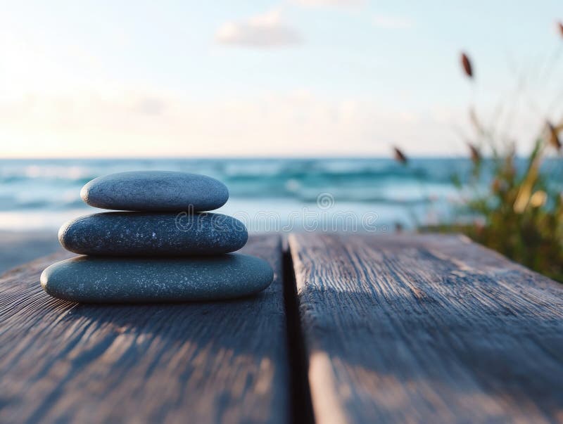 Zen Rocks on Deck stock photo. Image of sunset, meditation - 363817086