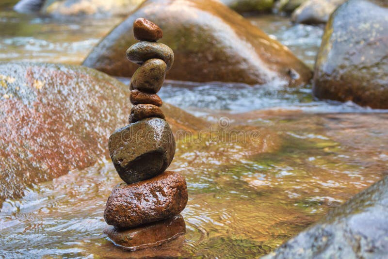 Zen in Rocks in the Middle of Small River in Sukabumi, West Java ...