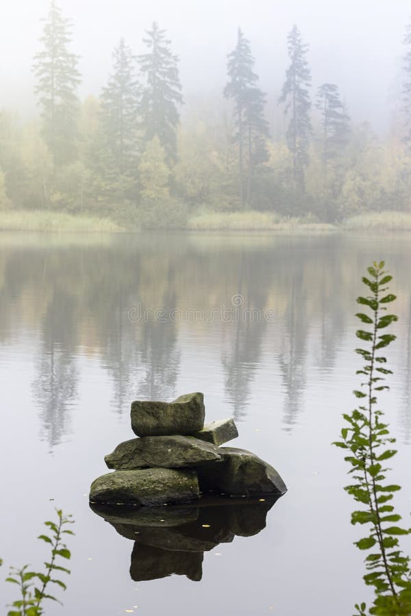 Zen Scene. Stones in Lake stock image. Image of park - 80668109