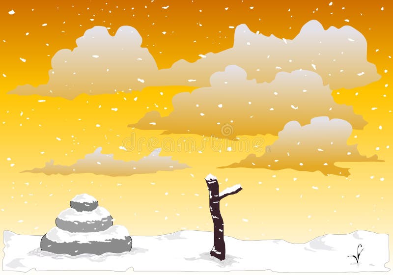 Zen Snow # 2, Vector stock illustration. Illustration of nature - 5326238