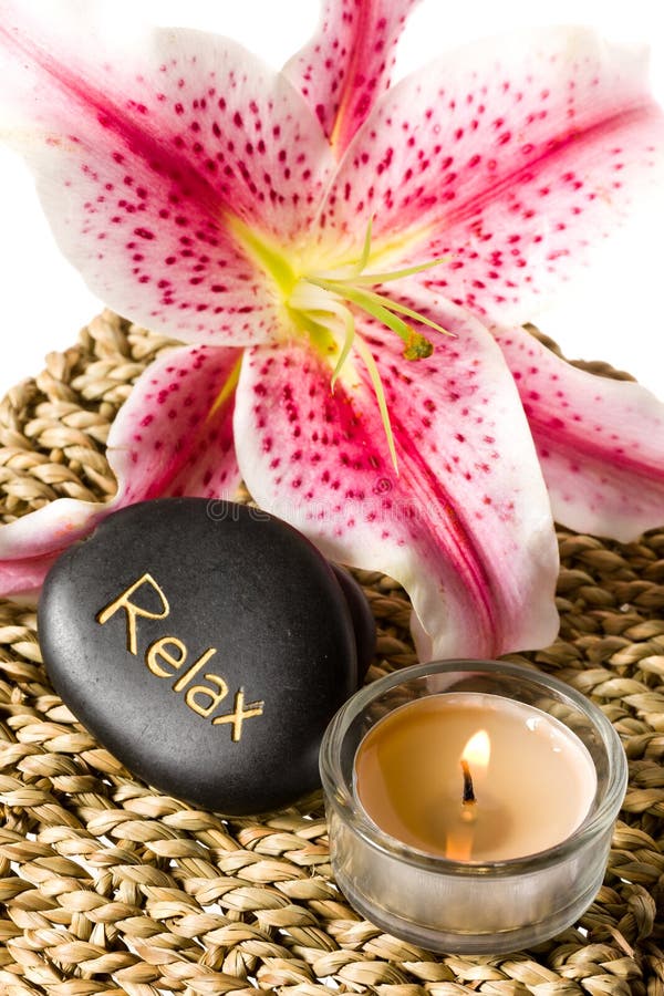 Zen spa lily stock photo. Image of backround, fire, salon - 37938372