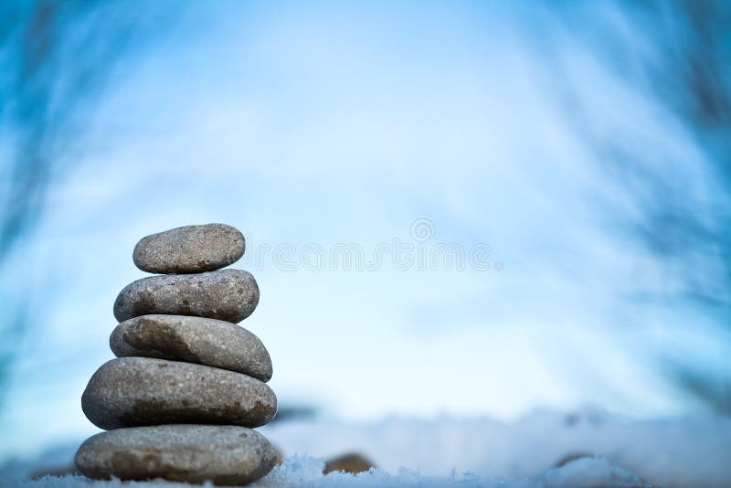 Zen Spa Stones with Blue Sky Stock Photo - Image of exactness ...