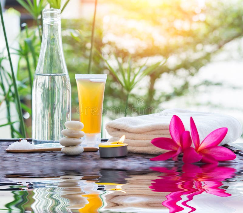 Zen Spa Treatment with Water Reflections Stock Image - Image of cotton ...
