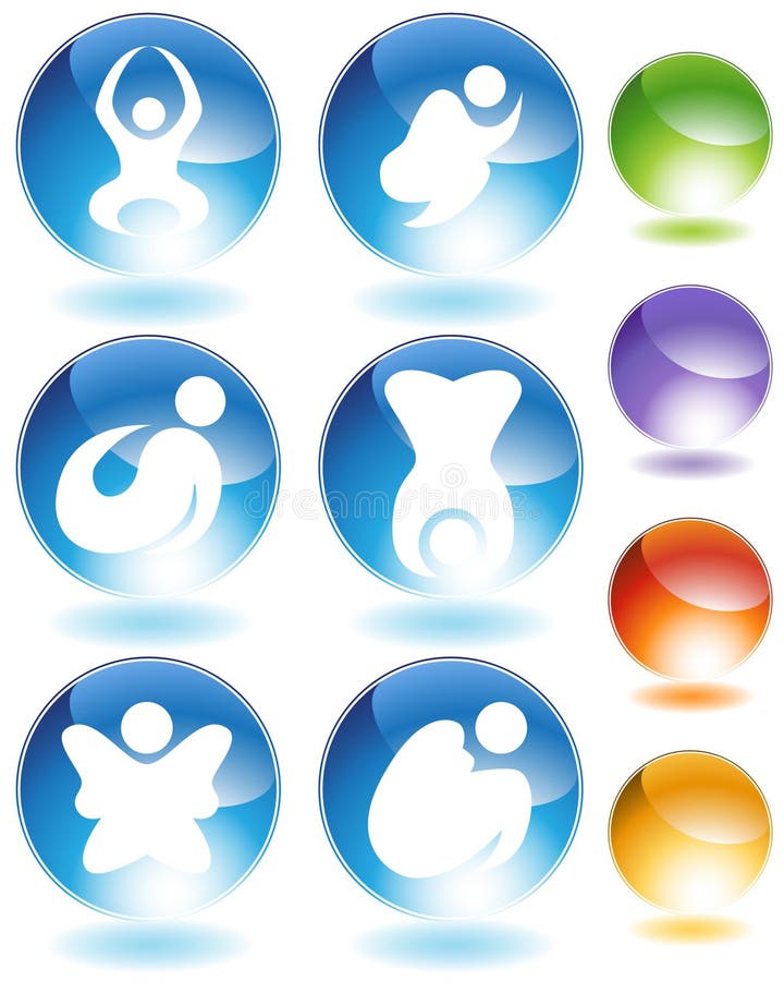 Zen Stick Figure Crystal Icon Set Stock Vector - Illustration of ...