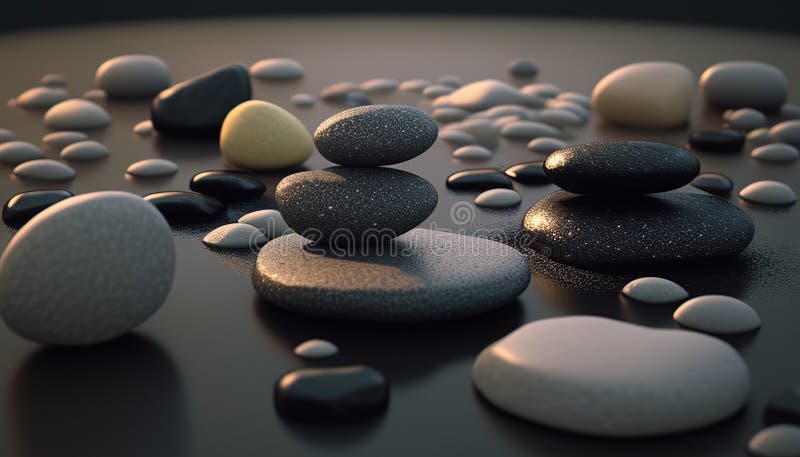 Zen Stone, Digital Art Illustration, Generative AI Stock Illustration ...