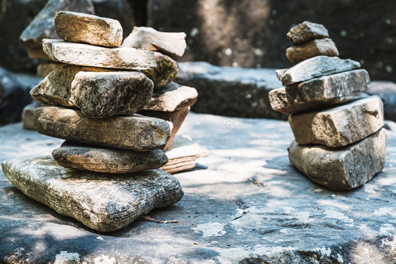 Zen Stone Stack with Balanced Stones on Stones in Equilibrium, Pile of ...