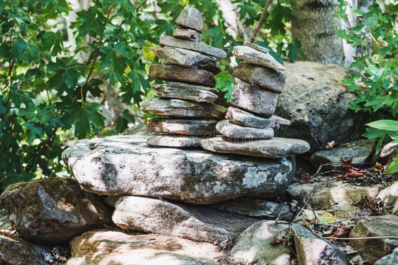 Zen Stone Stack with Balanced Stones on Stones in Equilibrium, Pile of ...