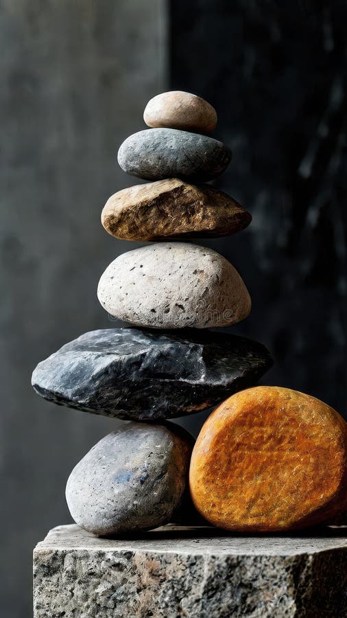 Zen Stone Stack Balancing on a Solid Rock Base Stock Photo - Image of ...
