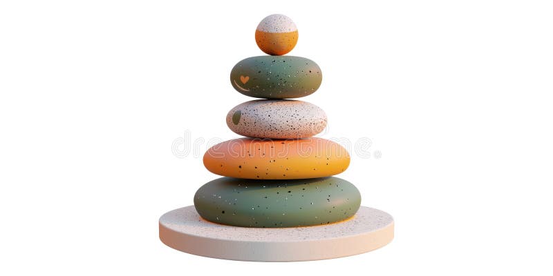 Zen Stone Stack with Multicolored Smooth Surfaces Isolated on ...