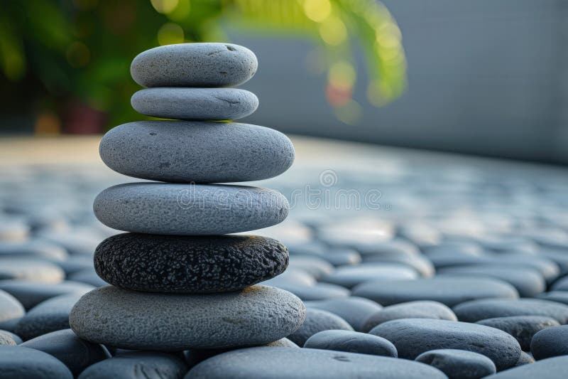 Zen Stone Stack on Pebble Background Stock Photo - Image of serenity ...