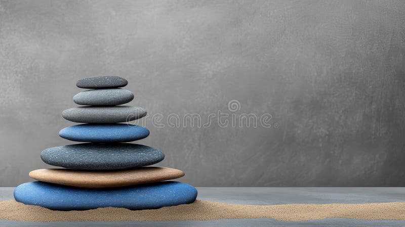 Zen Stone Stack on Sand, Minimalist Background Concept of Balance ...