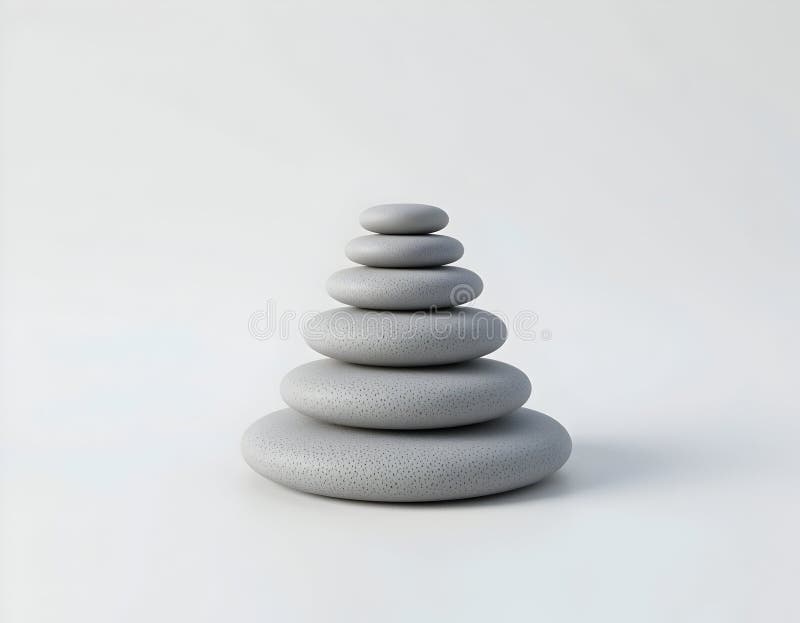 Zen Stone Stack Simple Serene Rock Tower on White Background Stock ...