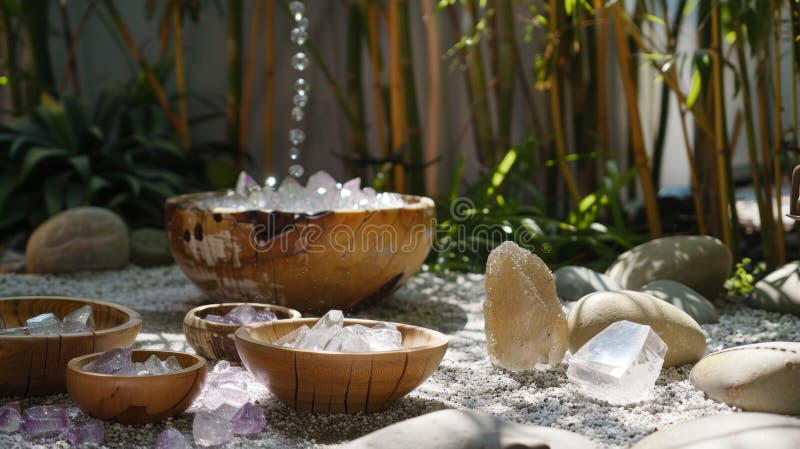 Zen Stone Tower and Bamboo in a Peaceful Setting. Stock Image - Image ...