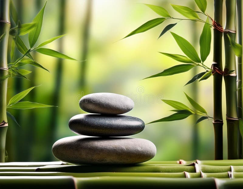 Zen Stones with Bamboo Backdrop Stock Illustration - Illustration of ...