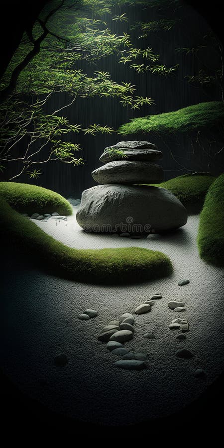 Zen Stones in the Forest. 3d Render, 3d Illustration Stock Illustration ...