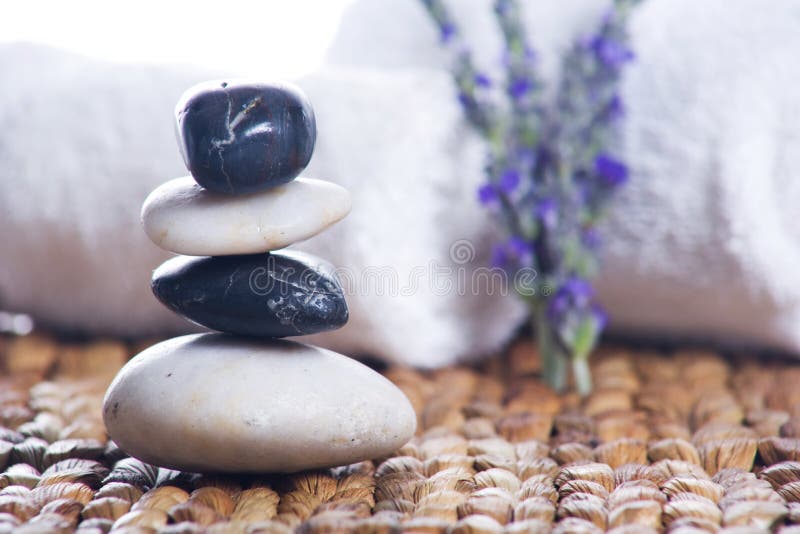 Zen stones with lavender stock photo. Image of lavender - 8933096