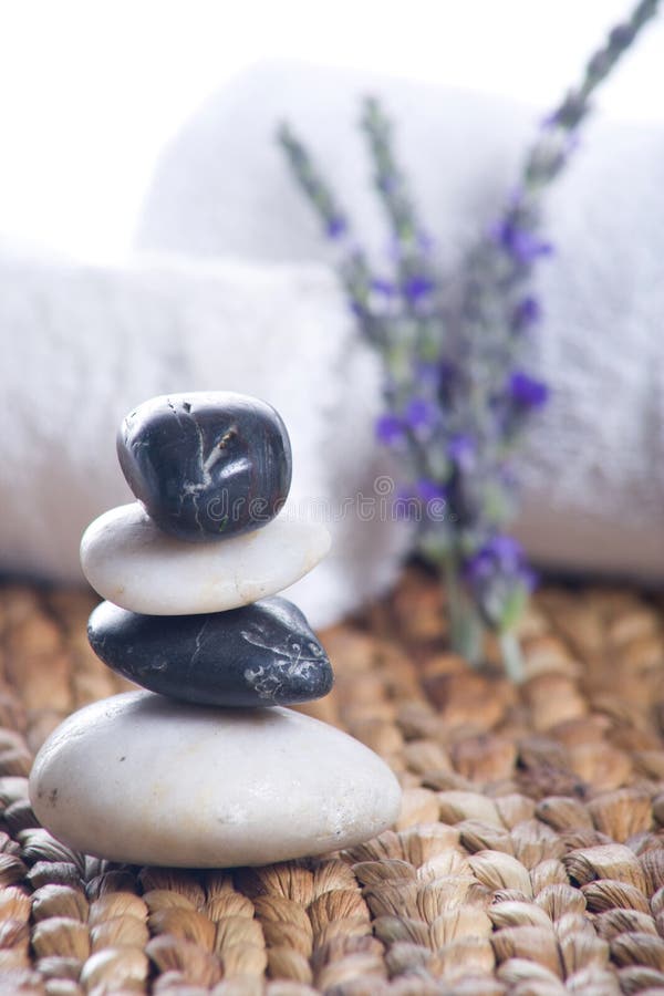 Zen stones with lavender stock photo. Image of lavender - 8933096
