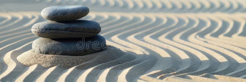 Zen Stones with Lines on Sand. Spa Therapy Concept Stock Illustration ...