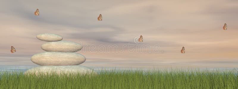 Zen Stones and Peace - 3D Render Stock Illustration - Illustration of ...