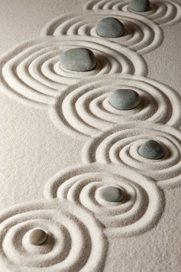 Japanese Zen Garden with Raked Sand Stock Image - Image of texture ...