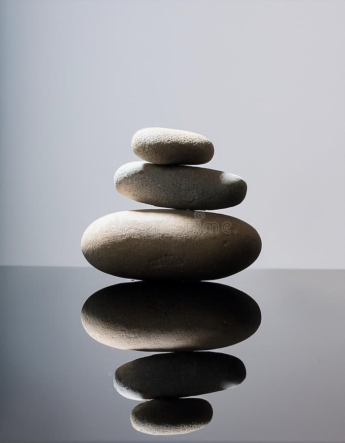 Zen Stones on a Reflective Surface Stock Photo - Image of symmetry ...